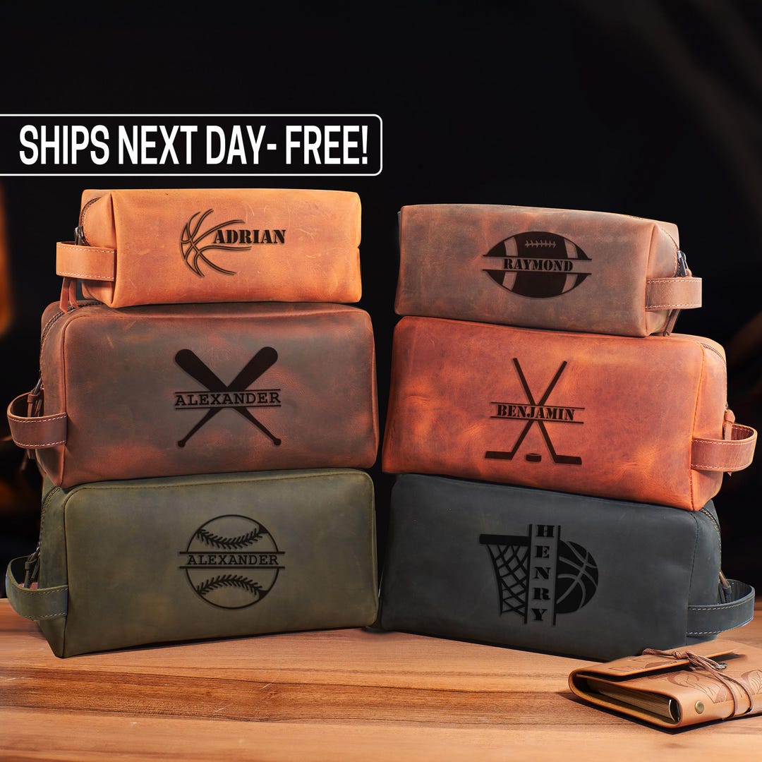 Personalized Leather Dopp Kit, Custom Coach Gifts for Basketball ...