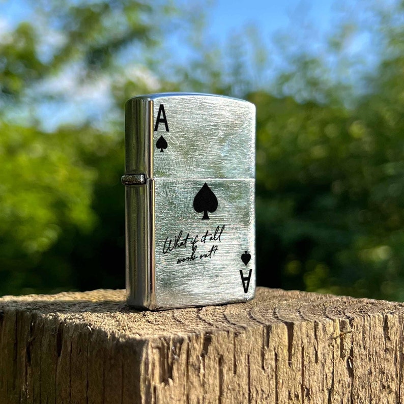 Ace of Spades What If It All Works Out Engraved Lighter Windproof Tarot ...