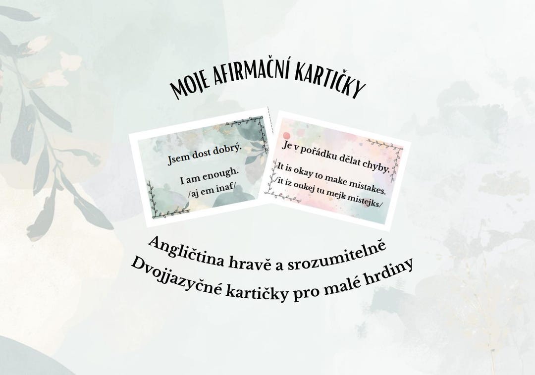 Positive Affirmations for Kids - 20 Bilingual Cards With Czech ...
