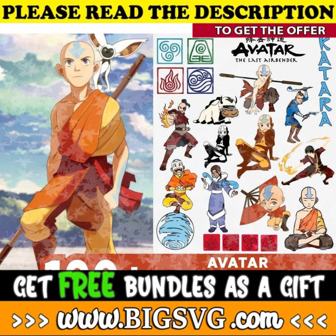 100 the Last Airbender Svg Bundle, Layered Svg, Cricut, Cut Files ...