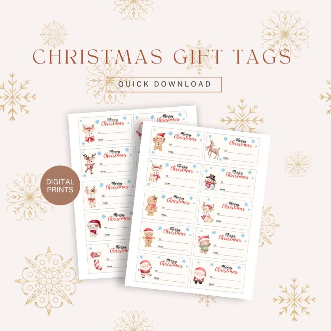 Printable Christmas Gift Tags Instant Download | 20 Holiday Tags | DIY ...
