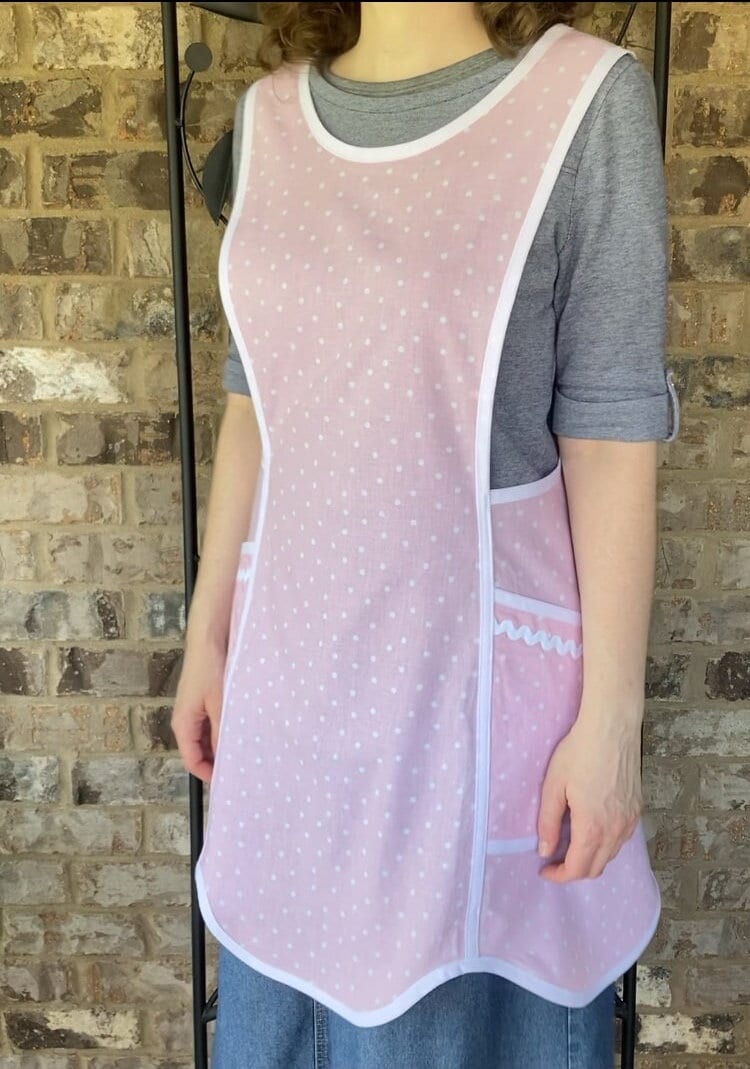 Light Pink With White Polka Dots Vintage Style Pinafore, Cross Back ...