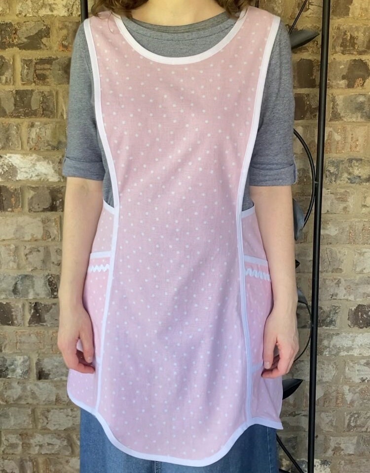 Light Pink With White Polka Dots Vintage Style Pinafore, Cross Back ...