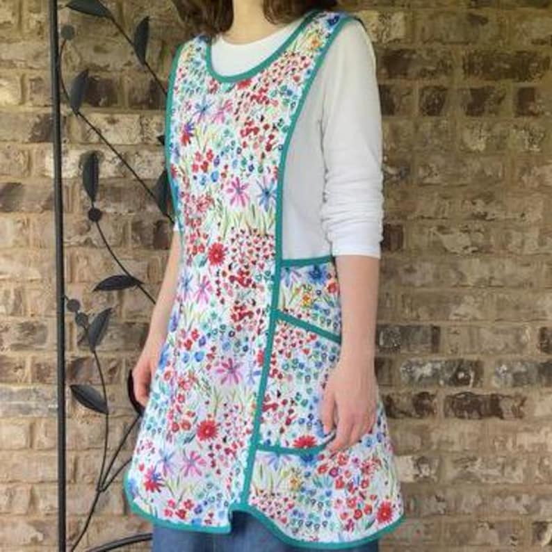 Jewel Tone Wildflowers vintage Style Pinafore, Cross Back, Full ...
