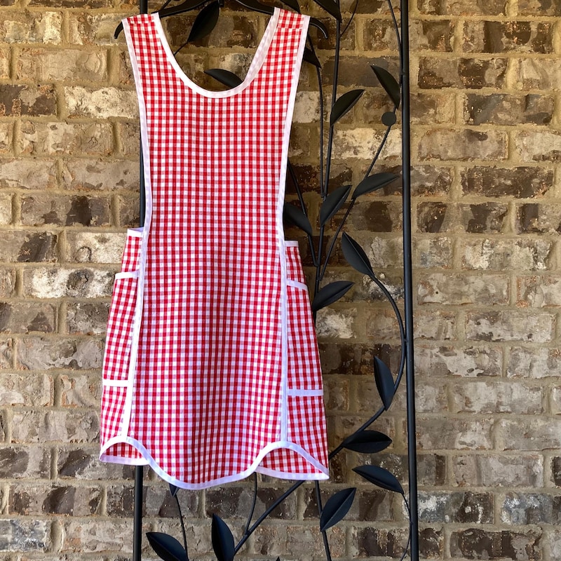 Red Gingham Apron - Etsy