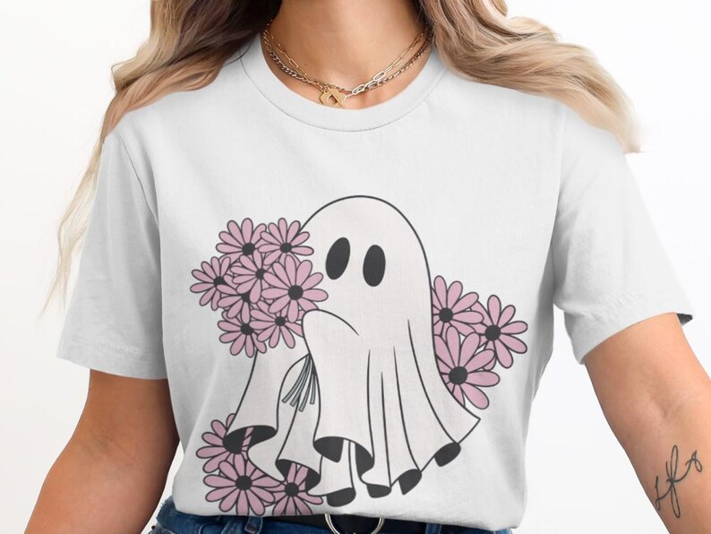 Cute Flower Ghosts Bundle Png, Svg, Cricut Silhouette Designs Spooky ...