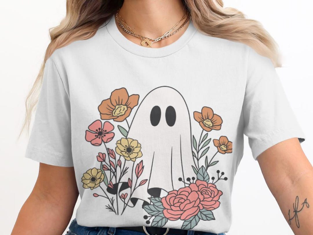 Retro Floral Ghost SVG, Halloween Print (digital Download) - Etsy