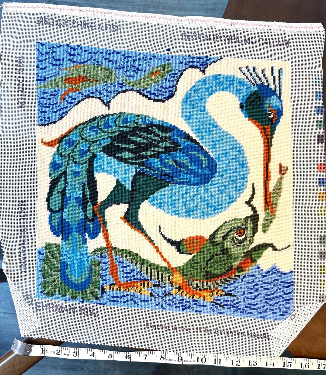 Ehrman Tapestries Bird Catching a Fish Needlepoint Completed - Etsy