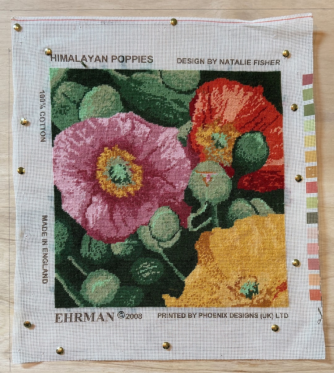 Himalayan Poppies Ehrman Tapestries Needlepoint, Complete and Blocked ...