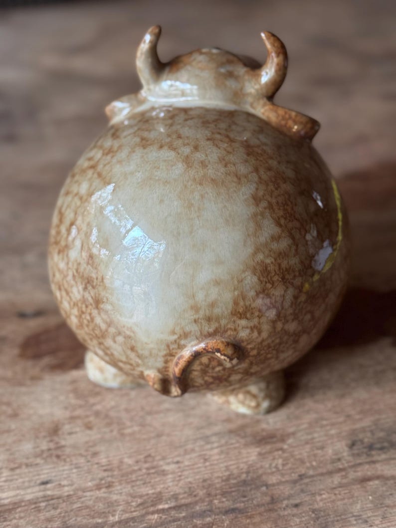 Cottage Core Farm Animals Beige/brown Ceramic Round Duck and Cow - Etsy