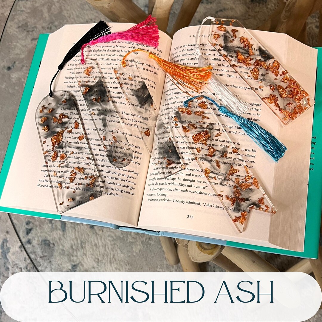 Burnished Ash Bookmark: Copper & Black Mica Resin Page Holder - Etsy