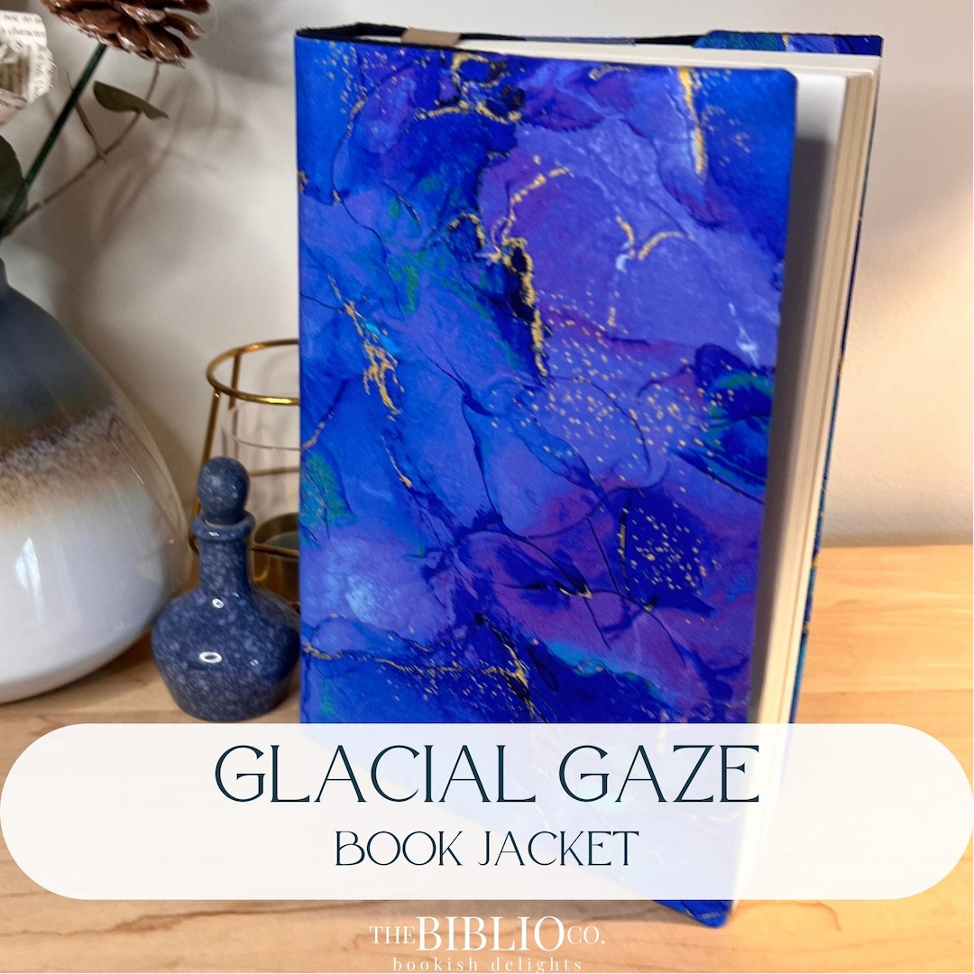 Glacial Gaze Book Jacket: Blue, Purple, & Gold Padded Cotton Book Cover ...
