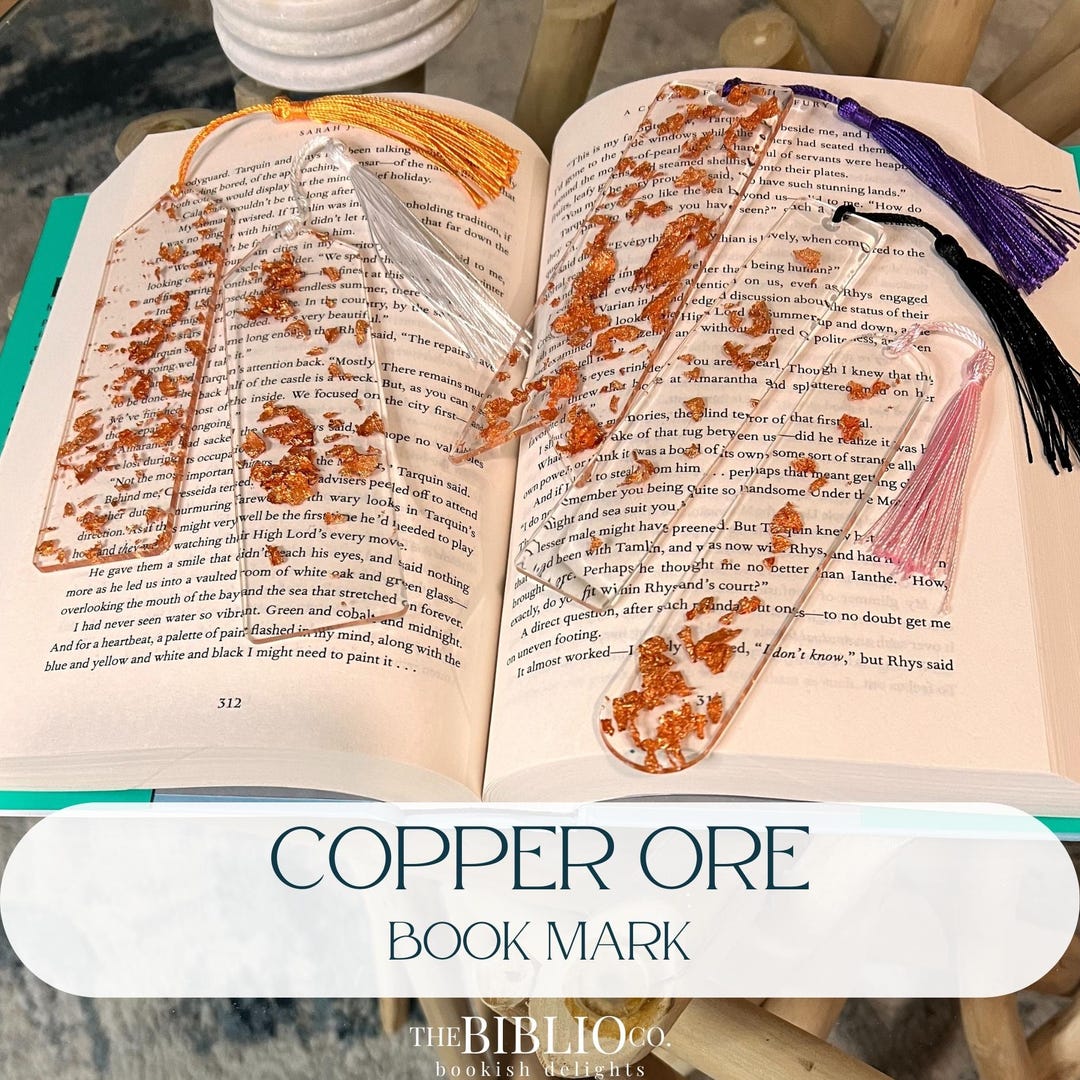 Copper Ore Bookmark: Rose Gold Pager Holder With Copper Leaf Flakes - Etsy