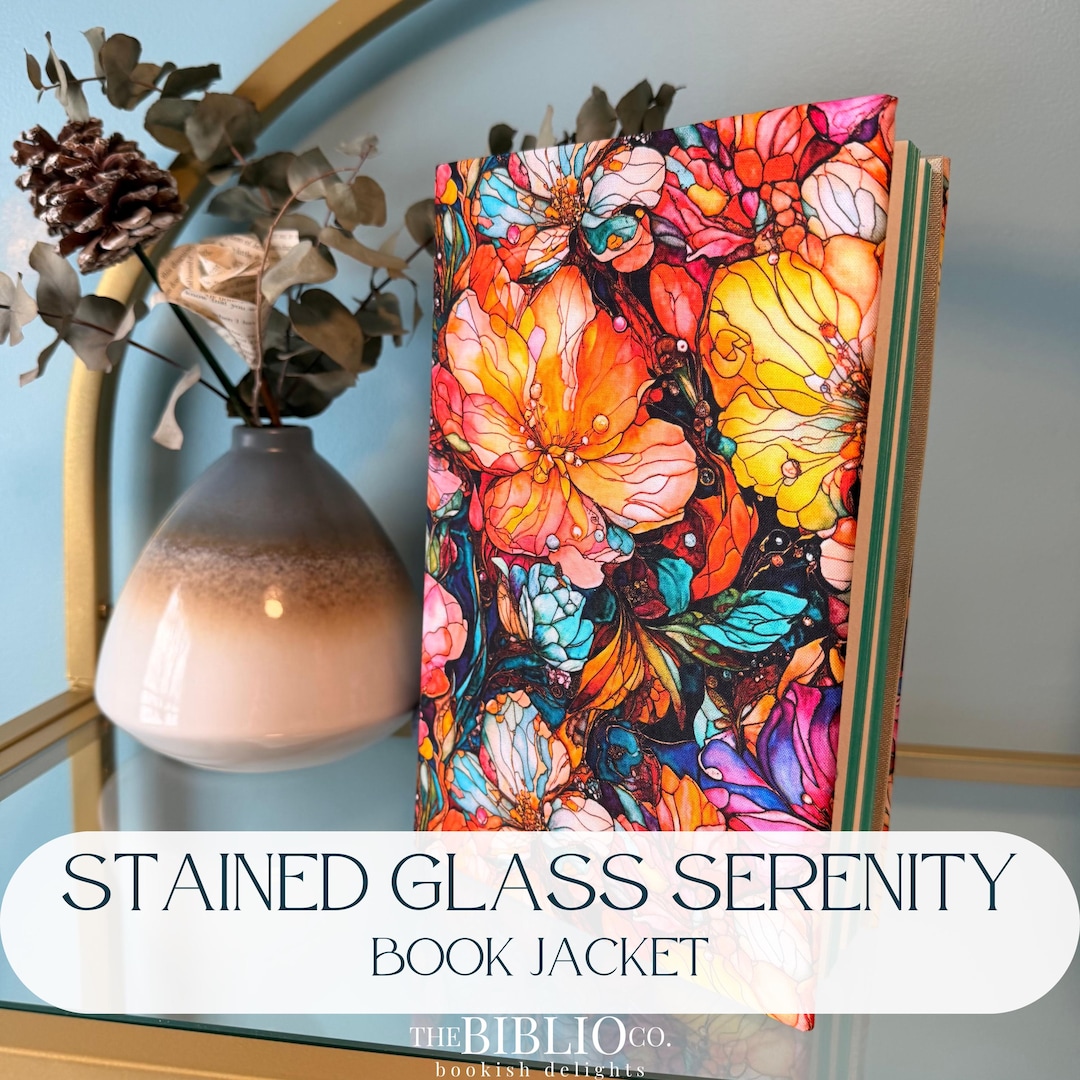 Stained Glass Serenity Book Jacket: Floral Metallic Adjustable Cover ...