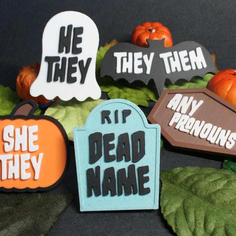 Pronoun Pins Spooky - Etsy