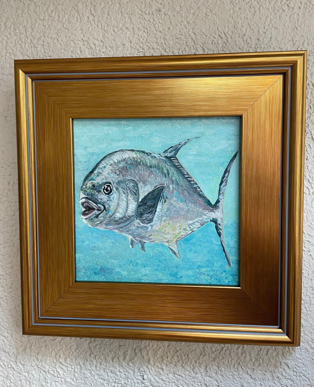 Permit Original Acrylic Painting. Canvas is 8x8 Inches, Framed is 13x13 ...