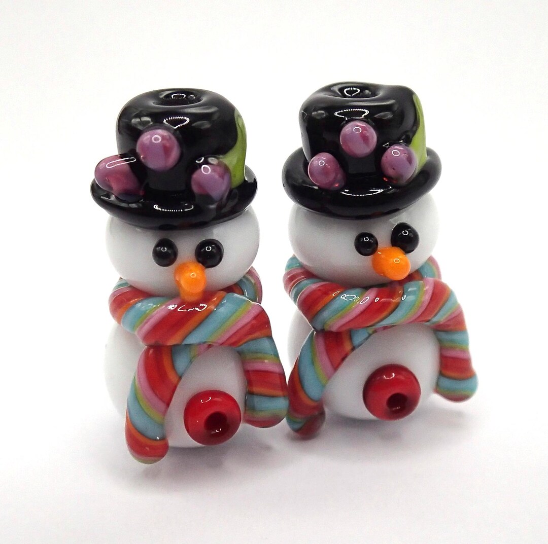 Rainbow Top Hat Snowmen Pair - Etsy