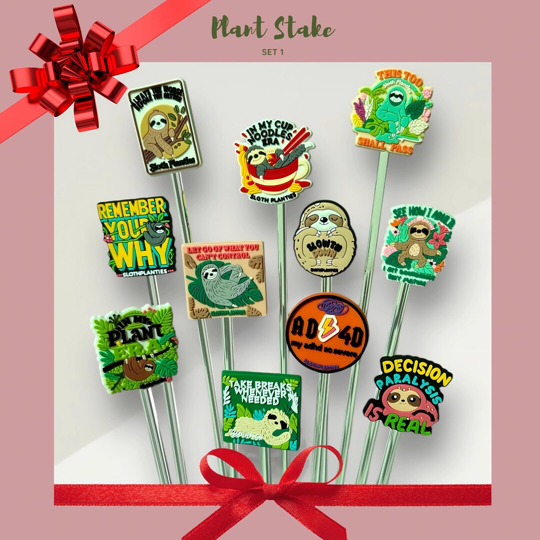 Sloth Plant Stake Set | Dopamine Seratonin Mental Health Reminder ...