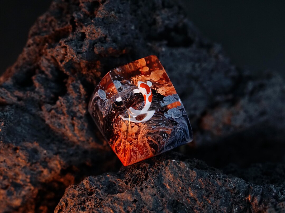 Japanese Koi Fish Artisan Keycap, Custom Coral Ocean Keycap Set for ...