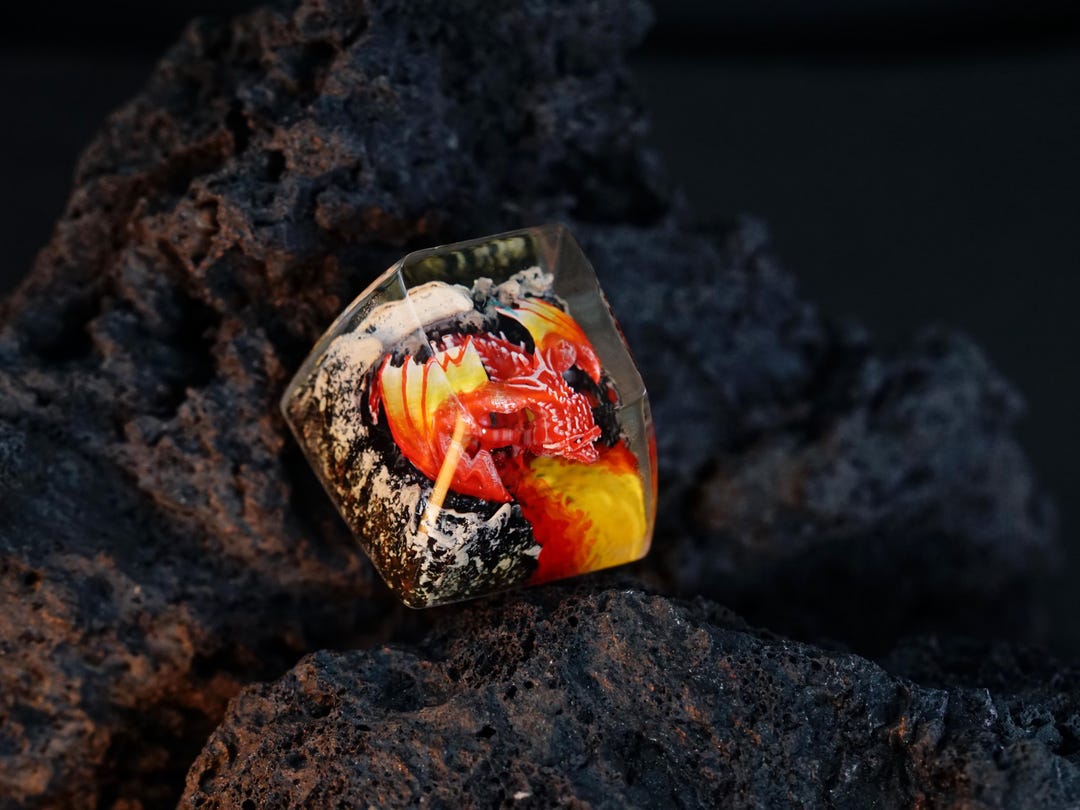 Red Fire Dragon Artisan Keycap, Handmade Resin Keycap for SA Profile ...