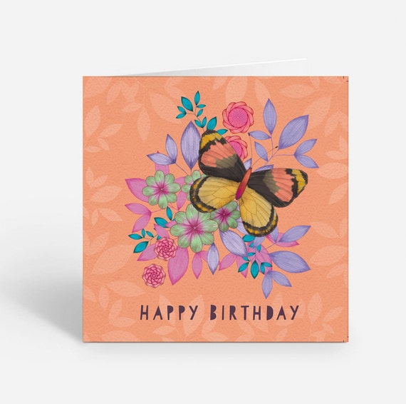 Happy Birthday Butterfly Flower