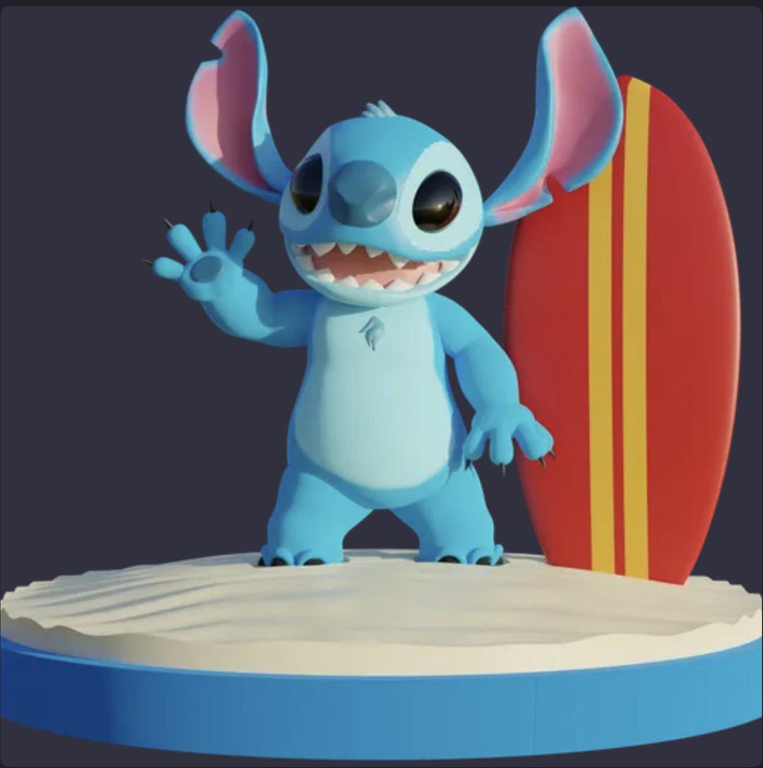 Life Size Stitch With Surfboard | 1:1 Scale | 3d Print Files | 256mm ...