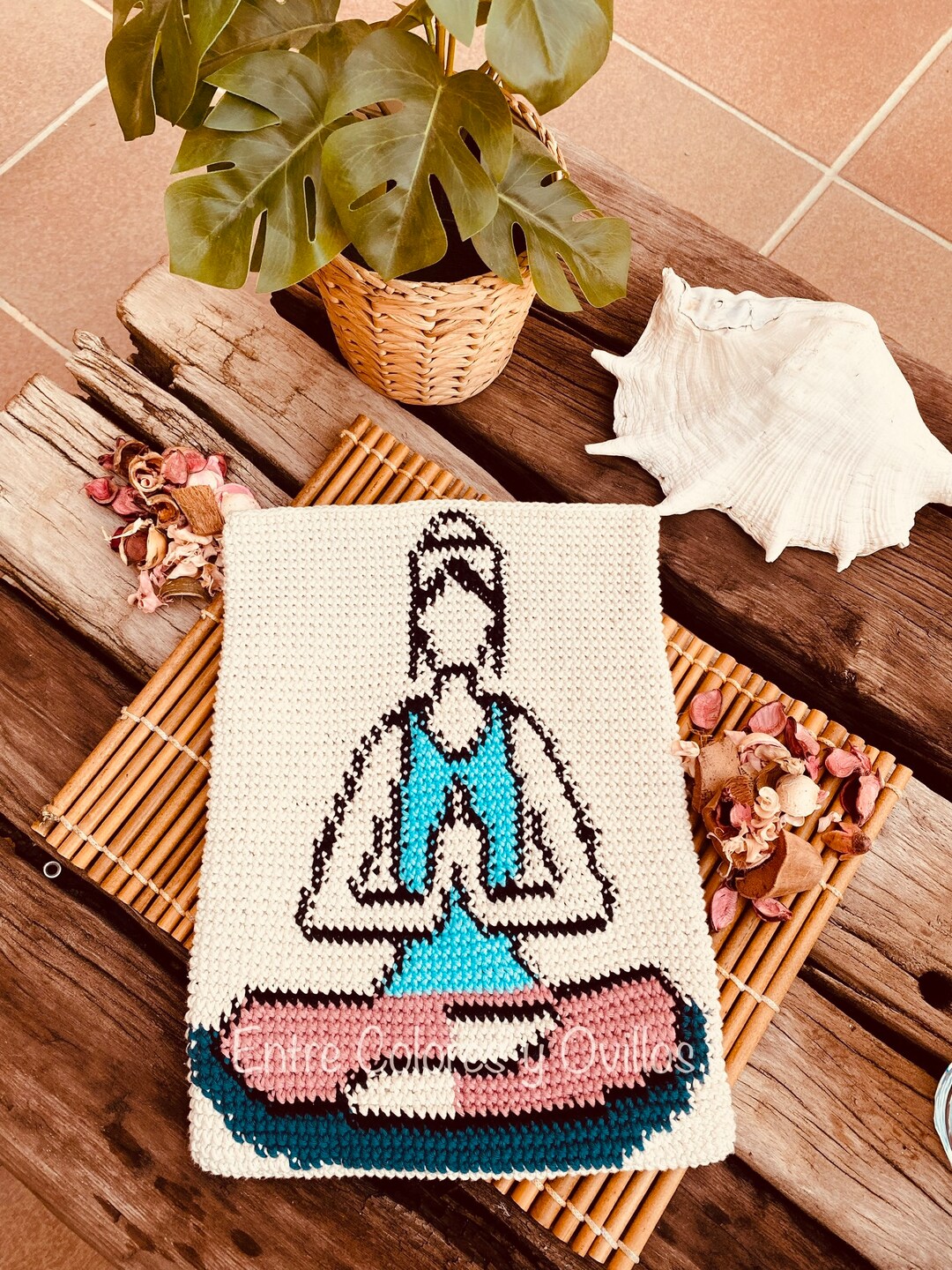 Crochet Pattern, Crochet Tote Bag With a Girl Doing Yoga, Crochet Bag ...