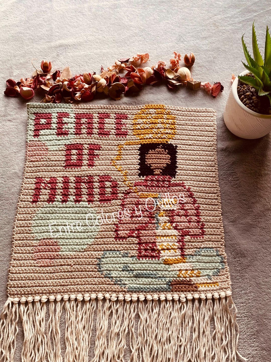 Crochet Pattern, Crochet Tapestry Pattern With a Girl Crocheting ...