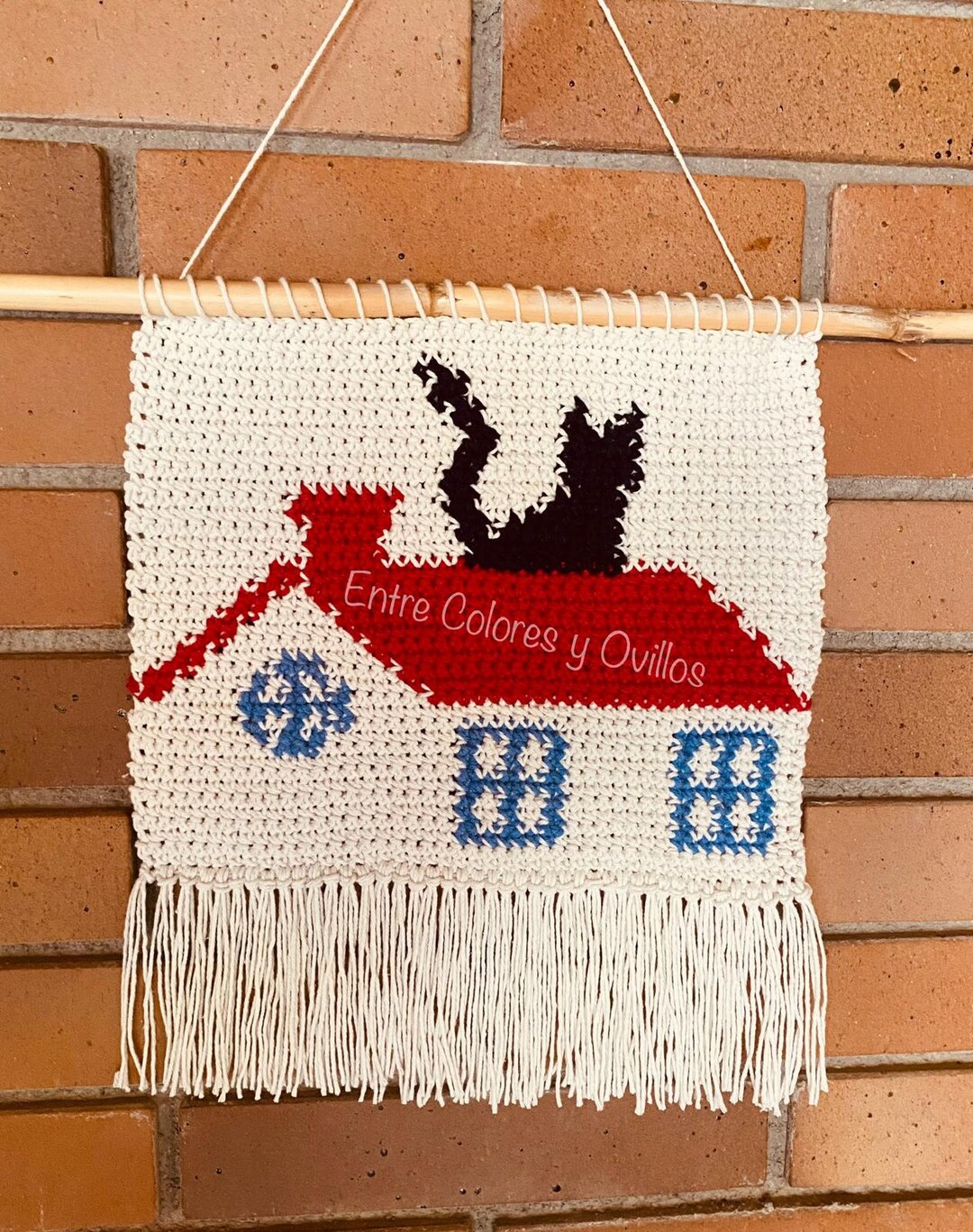 CROCHET PATTER, Crcohet Tapestry Pattern With Cat on Roof, Crochet Cat ...