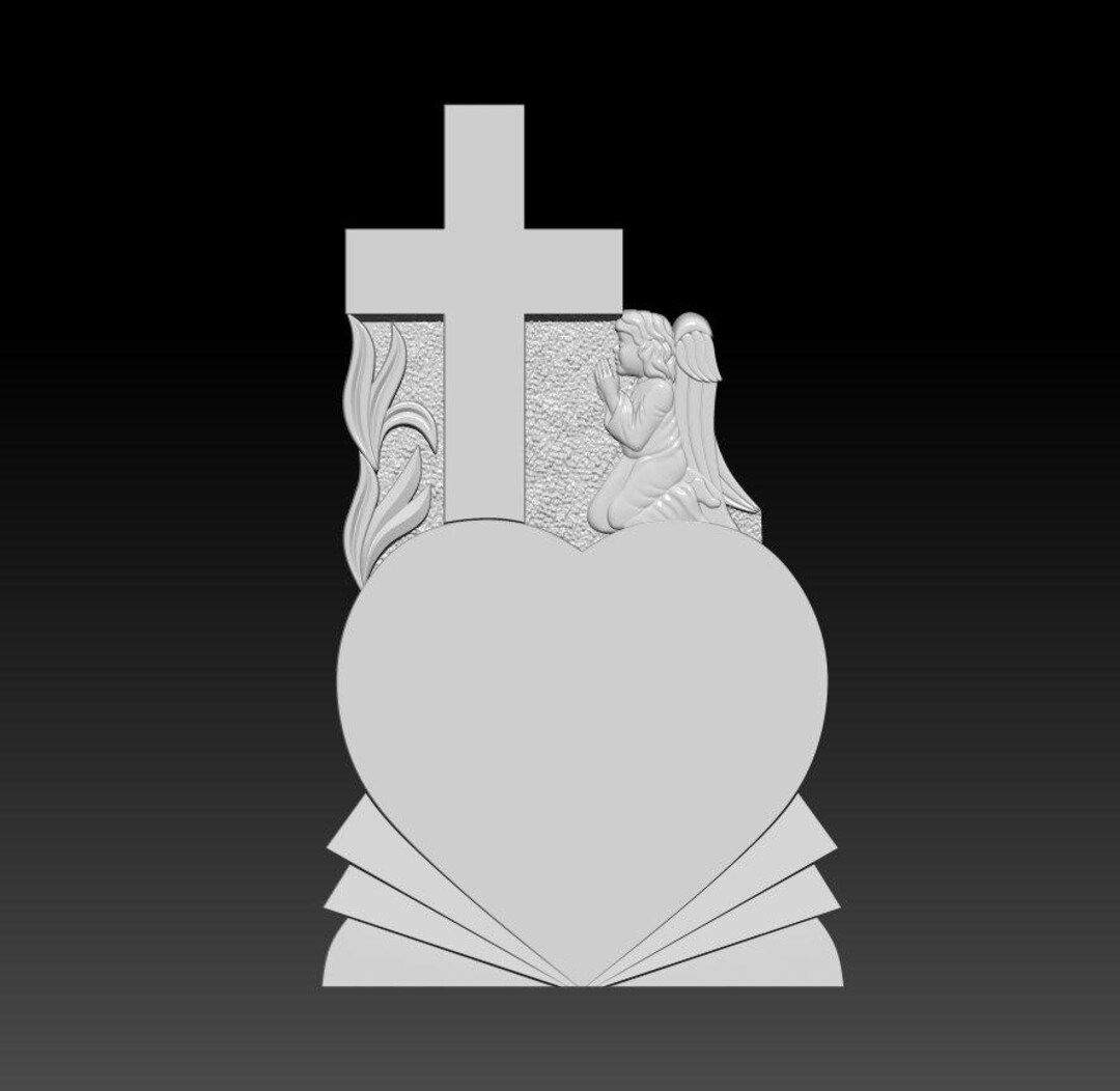 Angel on the Heart Cross, 3D STL Model for CNC Router, 3d Print Files ...
