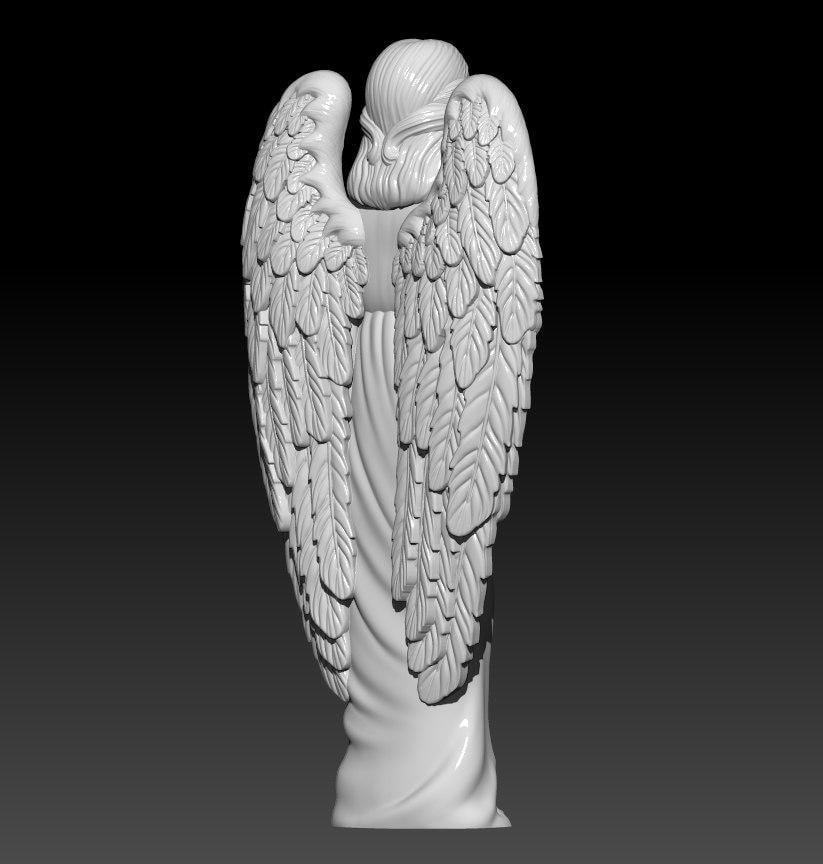 Angel Statuette 3D STL Model for CNC Router, Headstone Stl Files, 3D ...