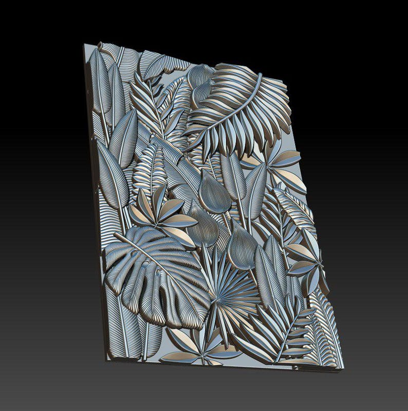 Jungle Leaves Panel, 3D MODEL STL File, CNC Router, Engraver, Aspire ...