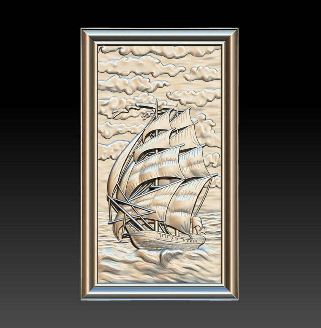 Picture Ship at Sea 3D Model STL File, CNC File, 3d Cnc Model, Cnc ...