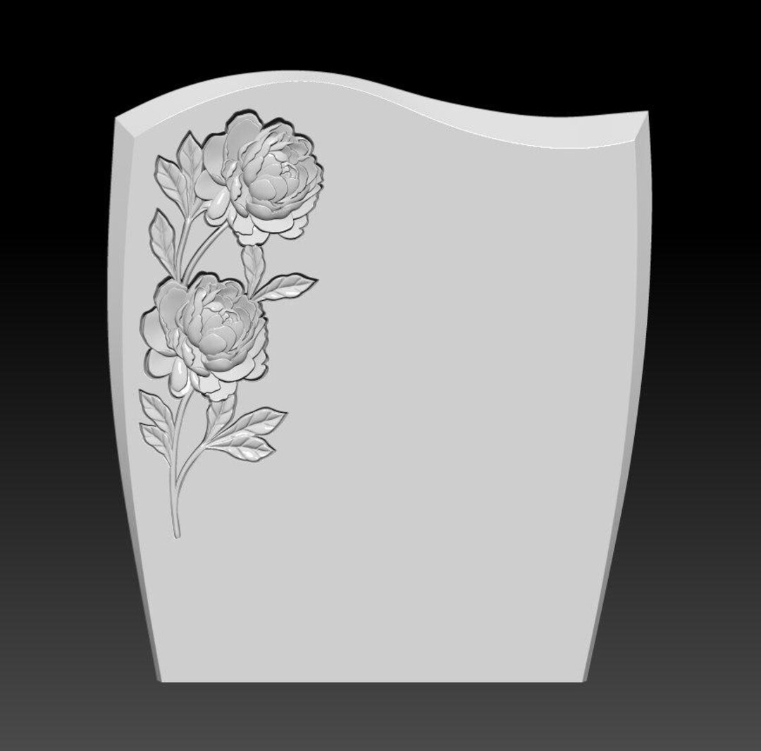 Tombstone With Flowers, 3D STL Model for CNC Router, Headstone Stl ...
