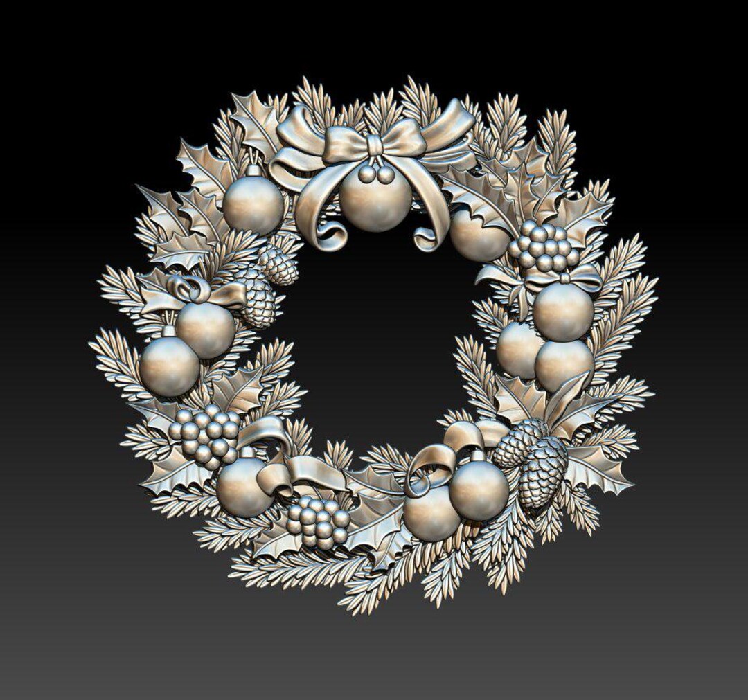 Christmas Wreath, 3D STL Model for CNC Router, Engraver, Aspire ...