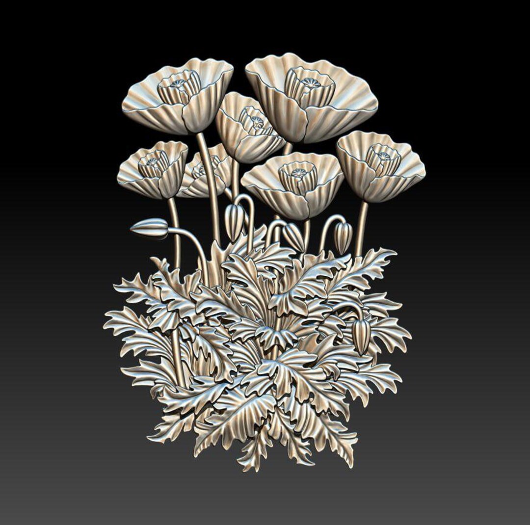 Poppy Flowers, 3D Model STL File, 3d Print Files, CNC File, 3d Cnc ...