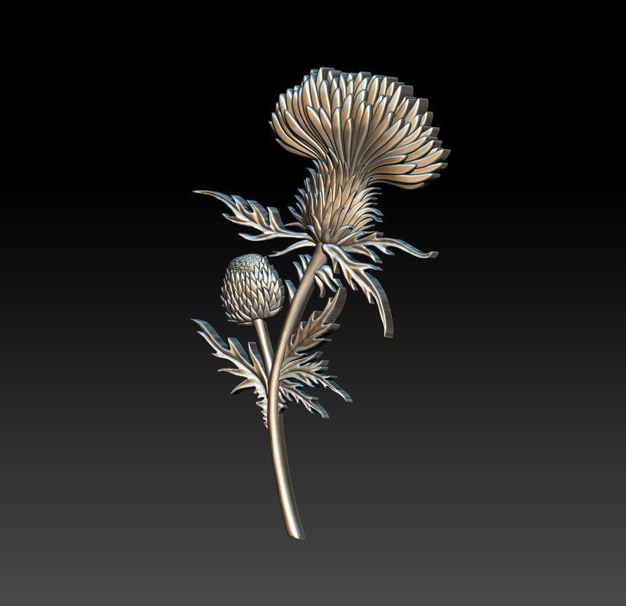 Flower Thistle, 3D Model STL File, 3d Print Files, CNC File, 3d Cnc ...