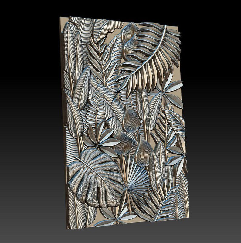 Jungle Leaves Panel, 3D MODEL STL File, CNC Router, Engraver, Aspire ...