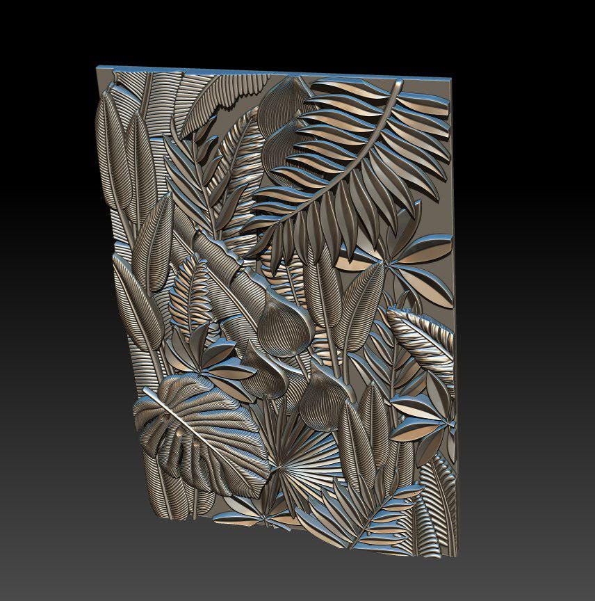 Jungle Leaves Panel, 3D MODEL STL File, CNC Router, Engraver, Aspire ...