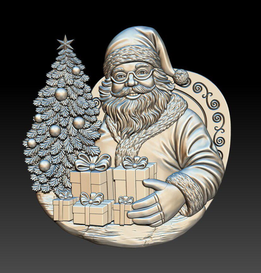 Santa Claus, Christmas Gifts, 3D Model STL File, Bas-relief for CNC ...