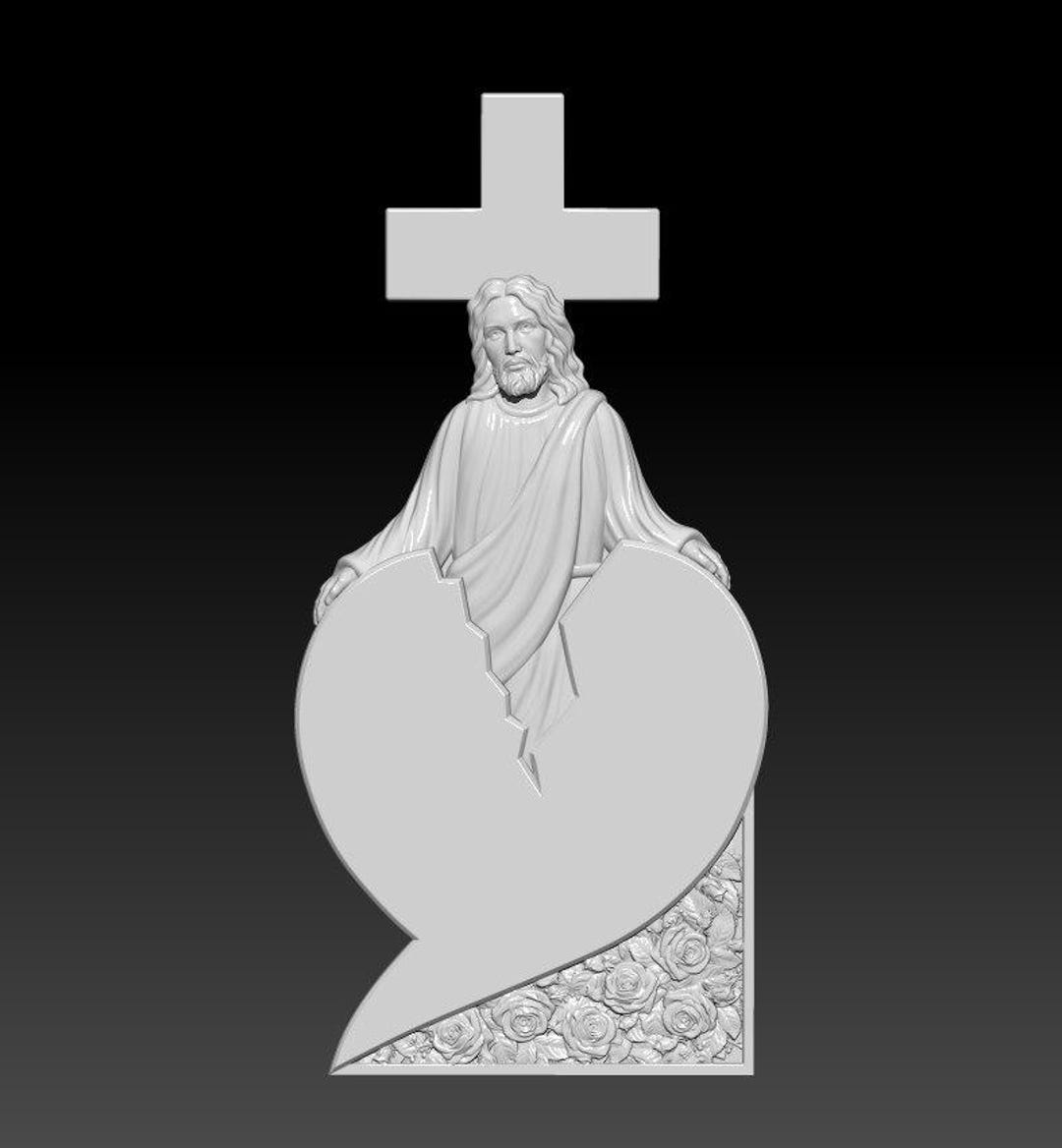 Jesus and Heart With Roses, 3D STL Model for CNC Router, Engraver ...