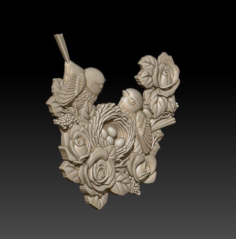 Bird Nest in Flowers, 3D Model STL File, 3d Print Files, CNC File, 3d ...