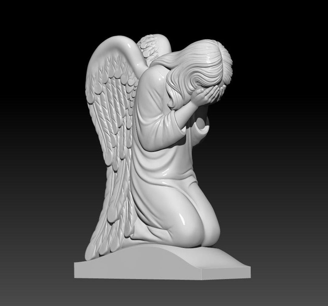 Angel is a Crying Statue, 3D STL Model for CNC Router, 3d Print Files ...