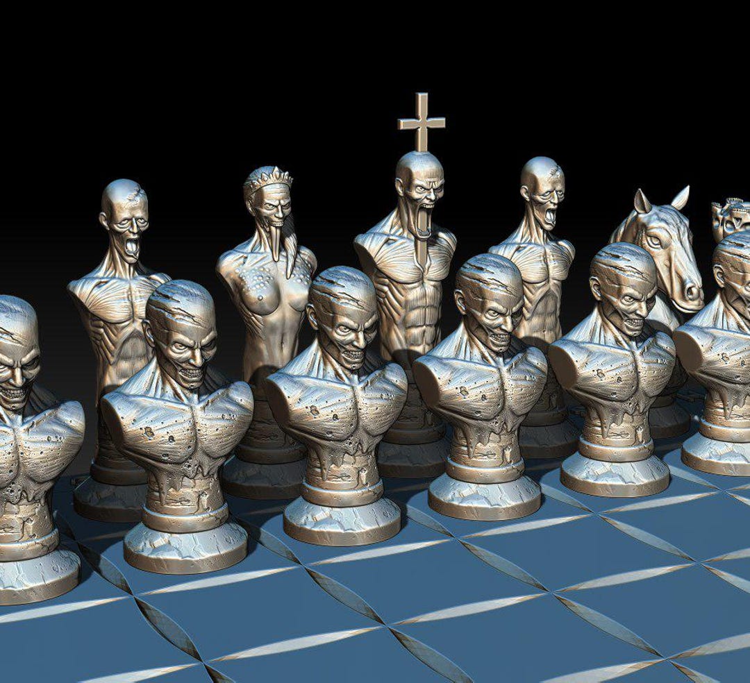 Zombie Chess Set, STL Files for 3D PRINTER, 3d Chess Set Models, 3d ...