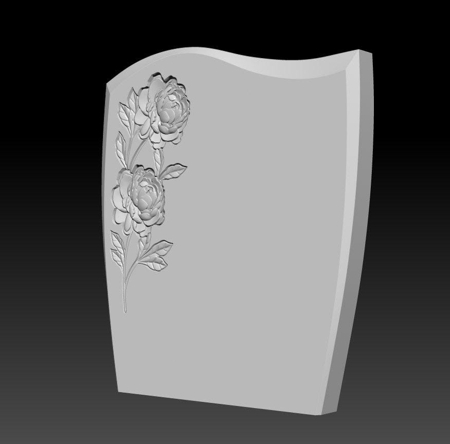 Tombstone With Flowers, 3D STL Model for CNC Router, Headstone Stl ...