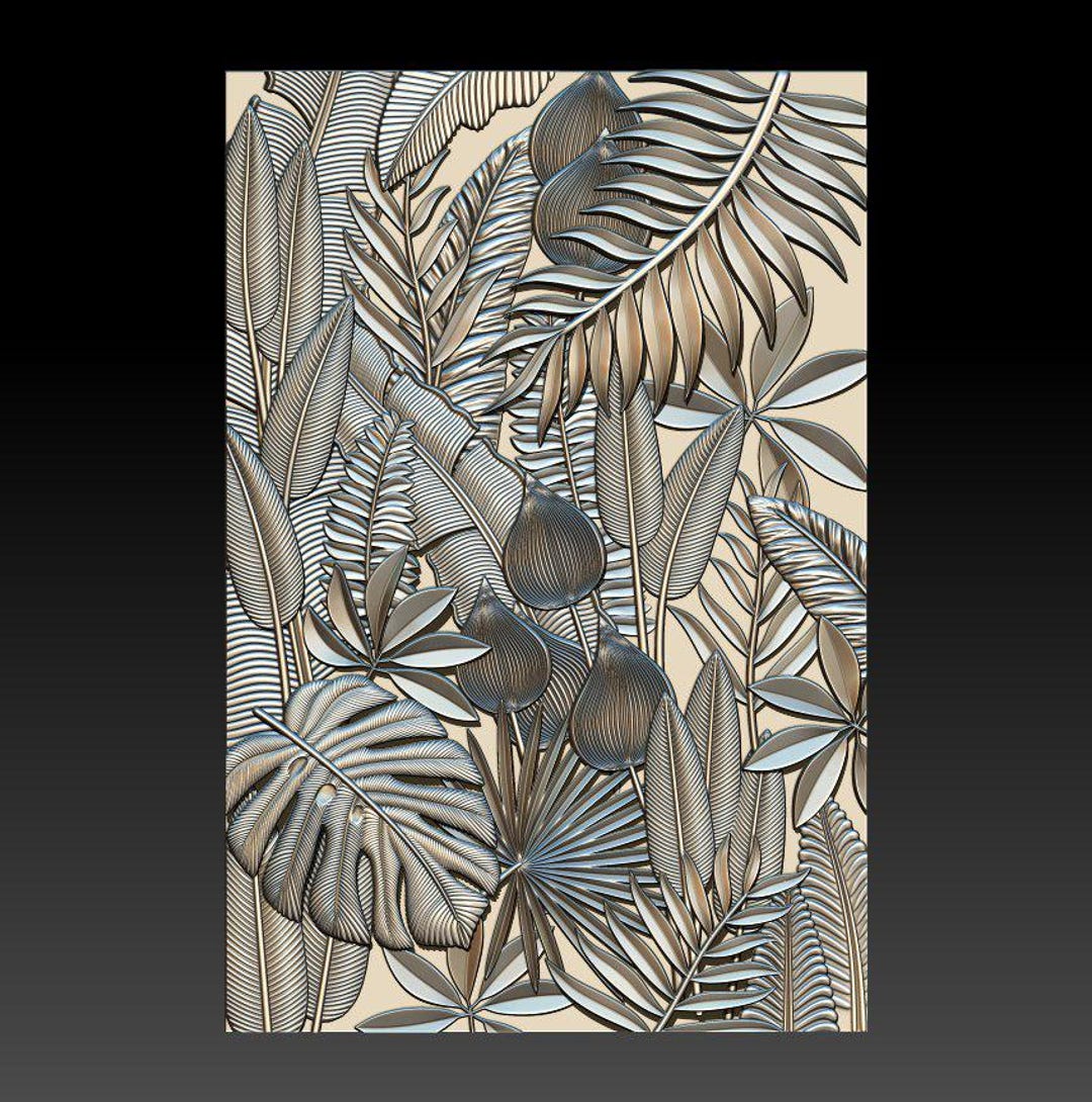 Jungle Leaves Panel, 3D MODEL STL File, CNC Router, Engraver, Aspire ...