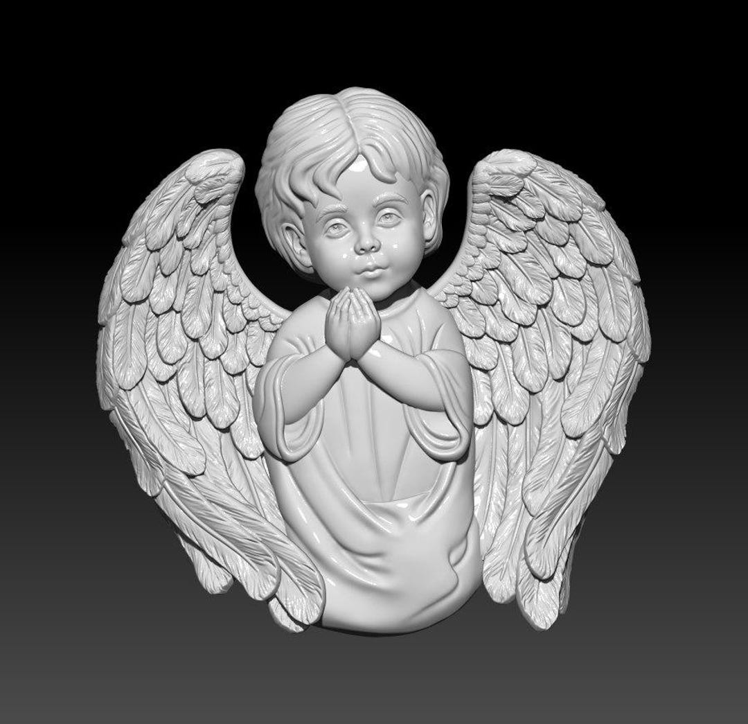 Angel Praying, 3D STL Model for CNC Router, Engraver, Aspire, Vectric ...