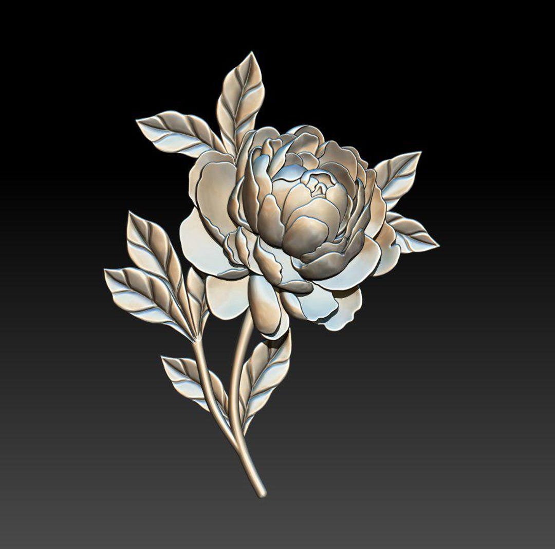 Pion Flower, 3D Model STL File, 3d Print Files, CNC File, 3d Cnc Model ...