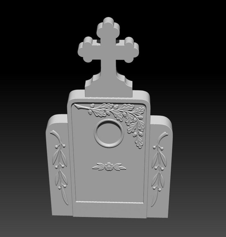 Tombstone With Oak Branch, 3D STL Model for CNC Router, Headstone Stl ...