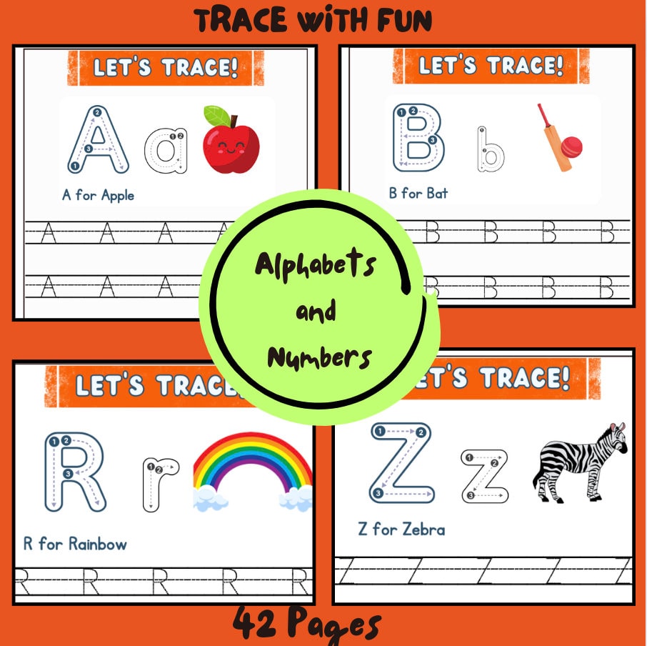 Printable Alphabets and Numbers Tracing Worksheets Pre-k and ...